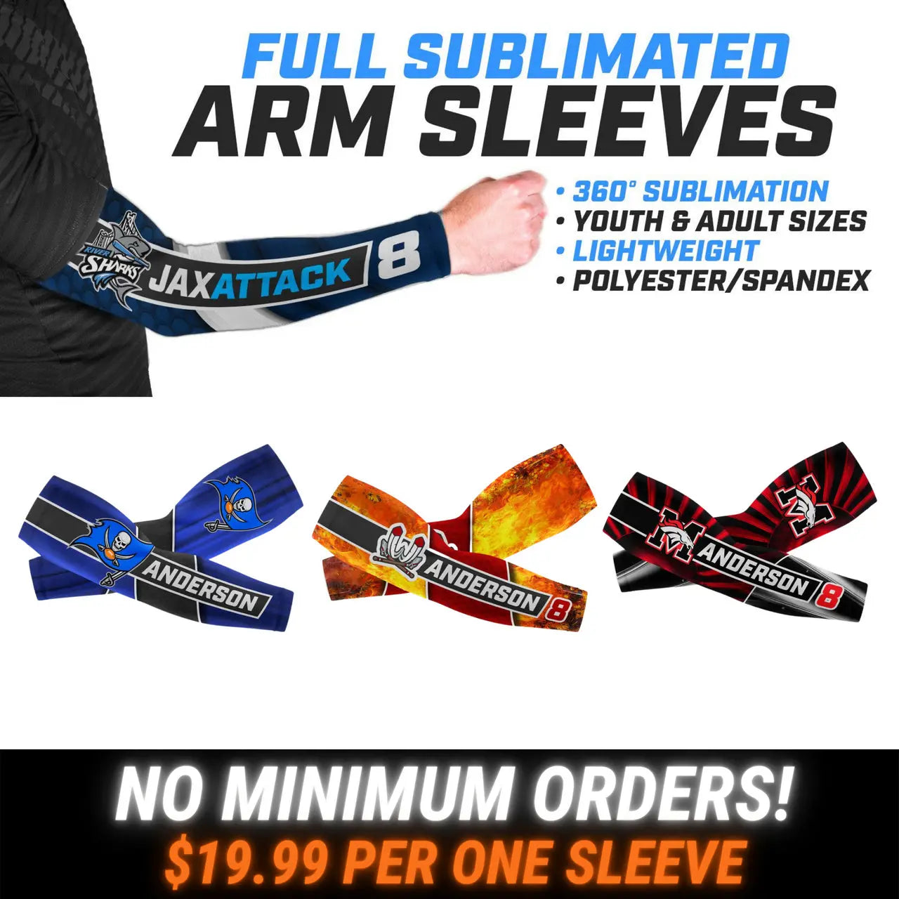 Custom Personalized Arm Sleeves for Sports | Basketball, Football, Volleyball, Baseball ...